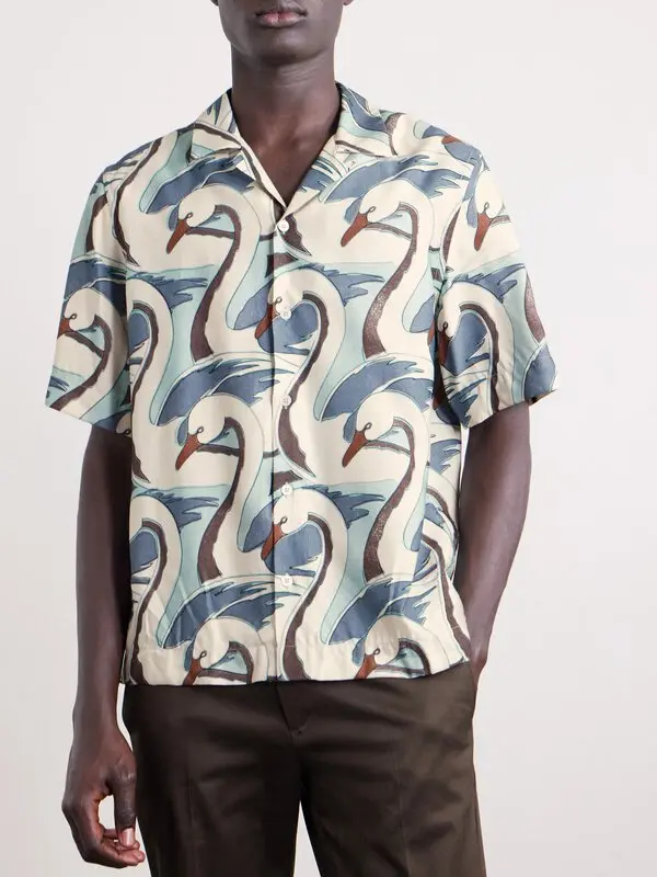 Paul Smith Camp-collar Printed Satin Shirt