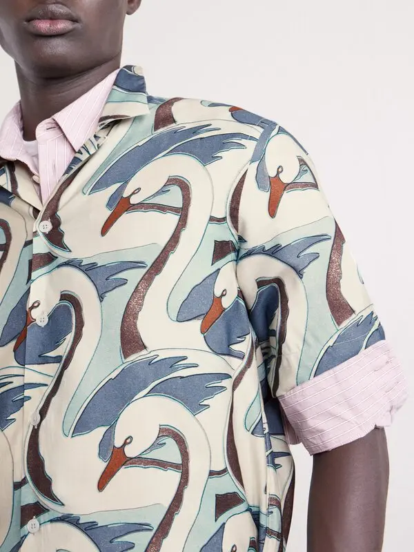 Paul Smith Camp-collar Printed Satin Shirt
