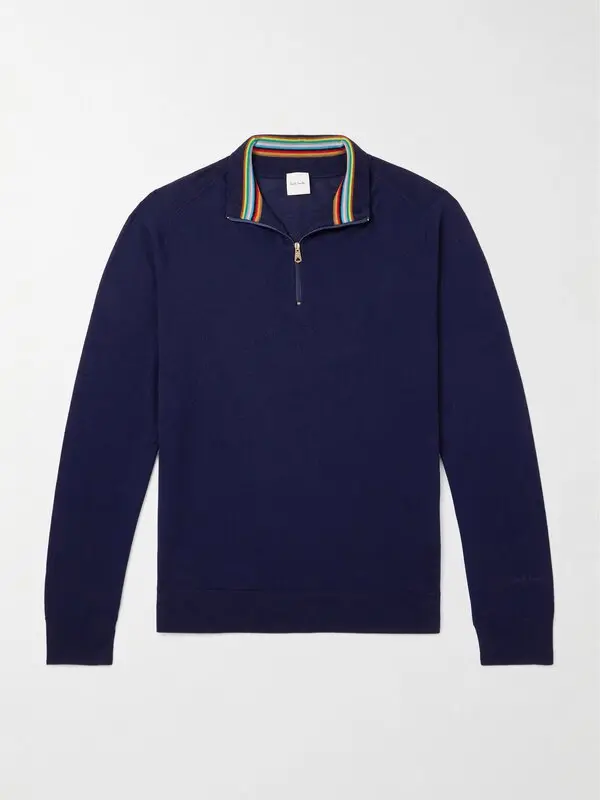 Paul Smith Merino Wool Half-zip Sweater - Blue
