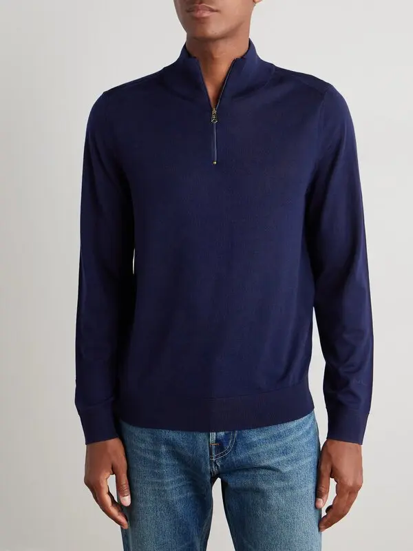 Paul Smith Merino Wool Half-zip Sweater - Blue