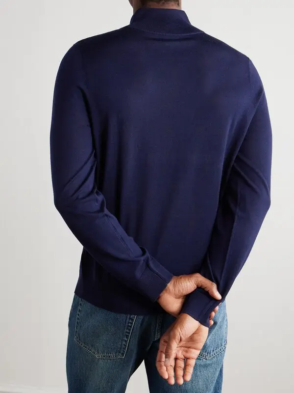 Paul Smith Merino Wool Half-zip Sweater - Blue