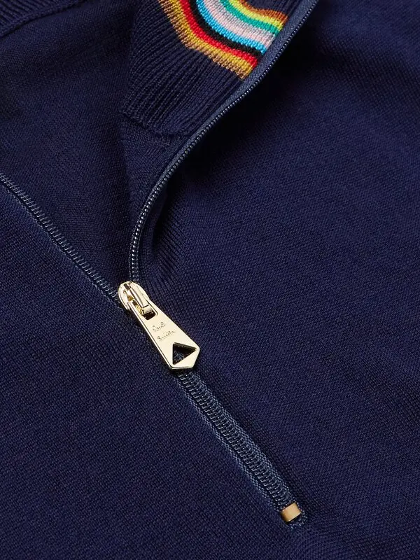 Paul Smith Merino Wool Half-zip Sweater - Blue