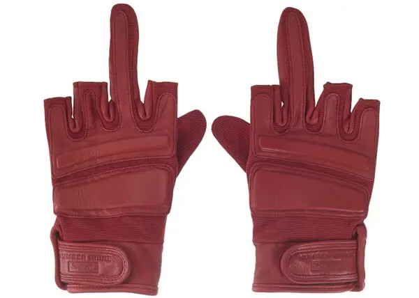 Supreme Number Ine Leather Gloves - Red