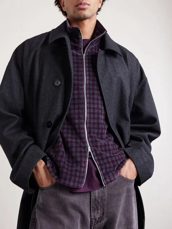 Our Legacy Shrunken Checked Cotton-blend Velour Track Jacket