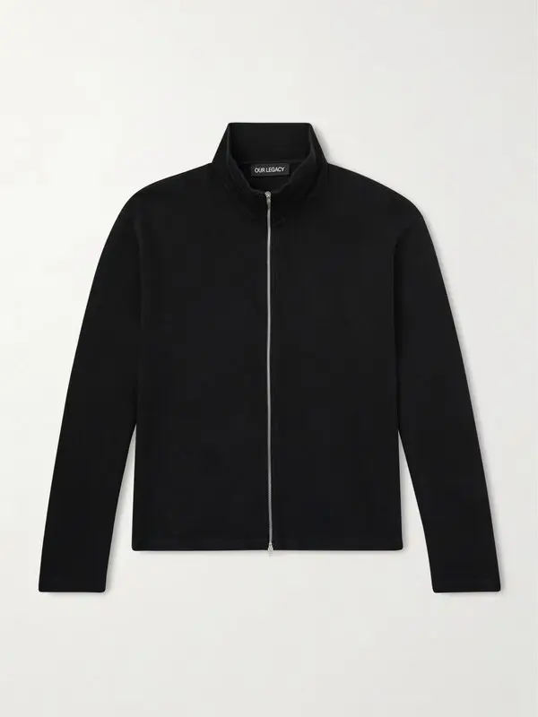 Our Legacy Cropped Cotton-jersey Zip-up Sweatshirt - Black