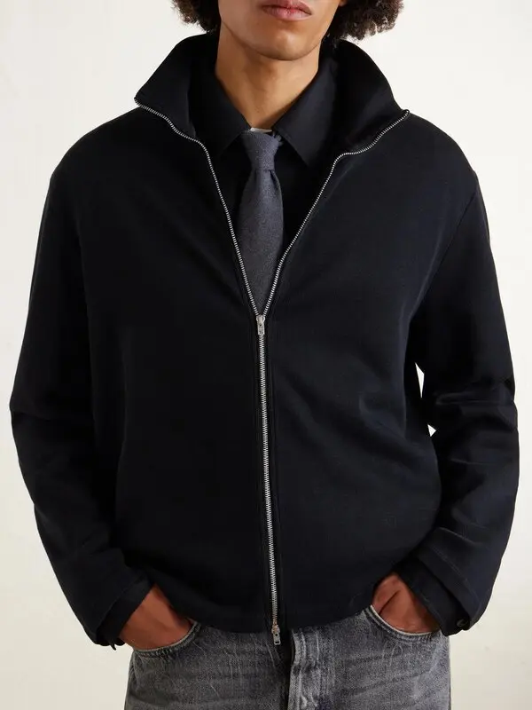 Our Legacy Cropped Cotton-jersey Zip-up Sweatshirt - Black