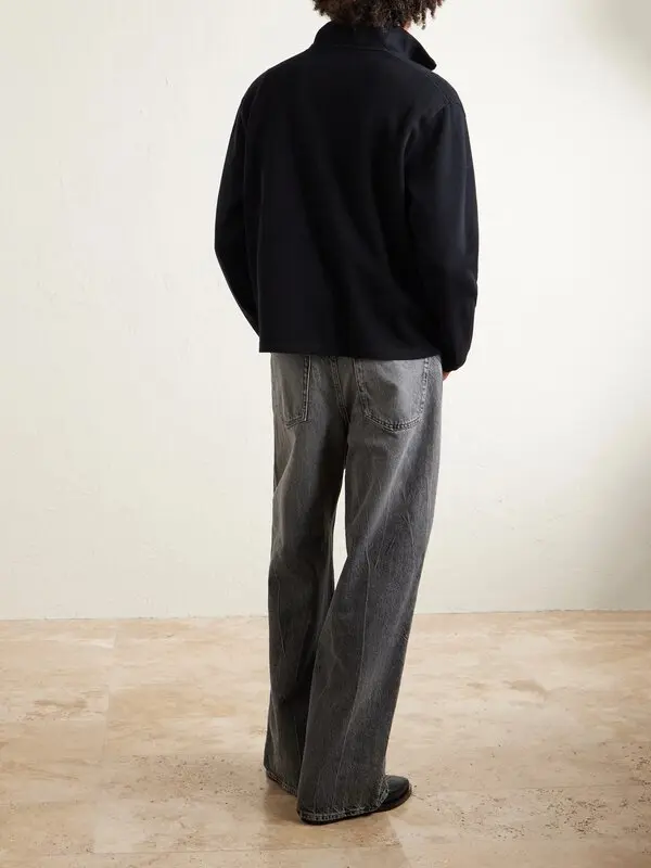 Our Legacy Cropped Cotton-jersey Zip-up Sweatshirt - Black
