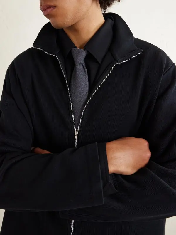 Our Legacy Cropped Cotton-jersey Zip-up Sweatshirt - Black