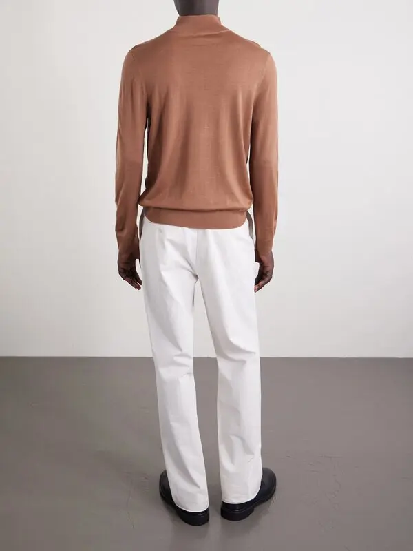Paul Smith Merino Wool Half-zip Sweater - Brown