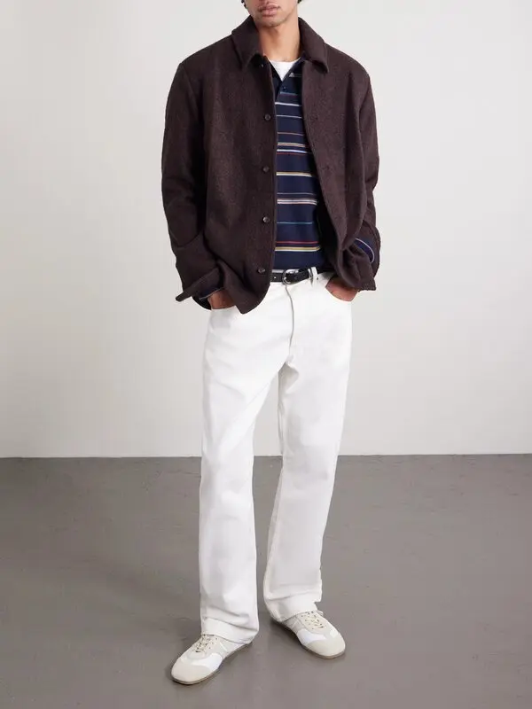 Paul Smith Striped Merino Wool Polo Sweater