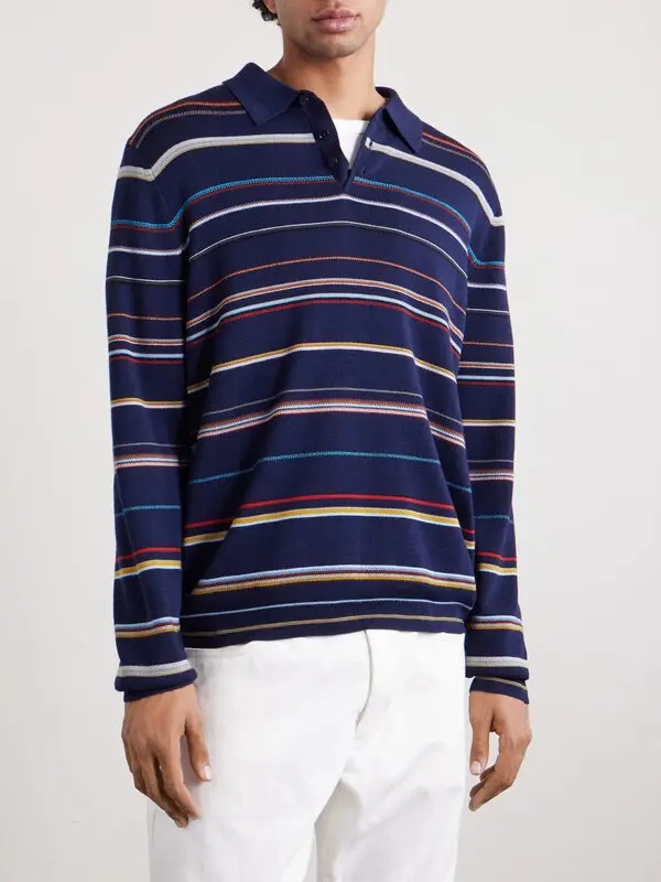 Paul Smith Striped Merino Wool Polo Sweater