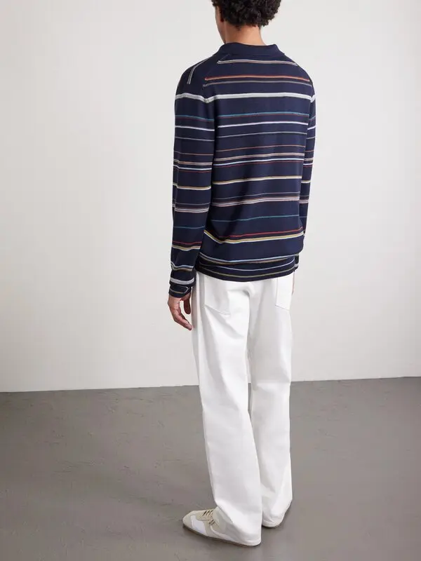 Paul Smith Striped Merino Wool Polo Sweater