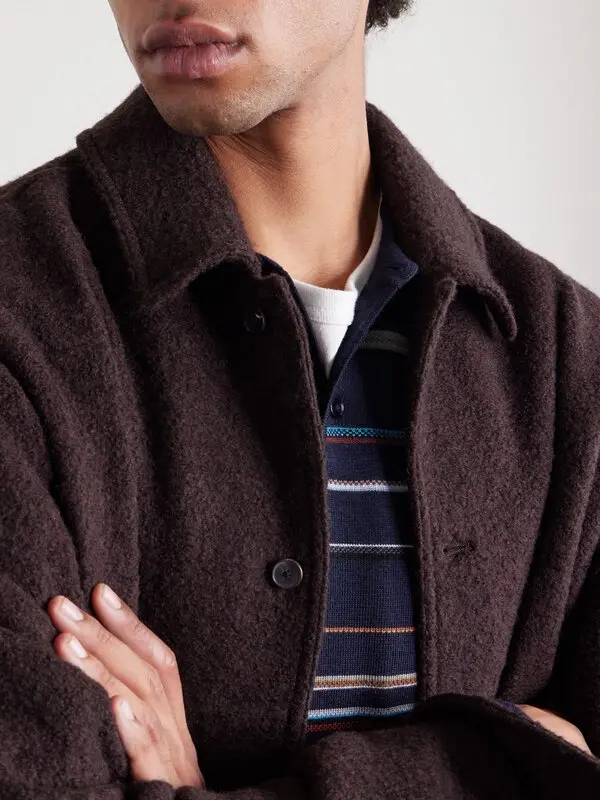 Paul Smith Striped Merino Wool Polo Sweater