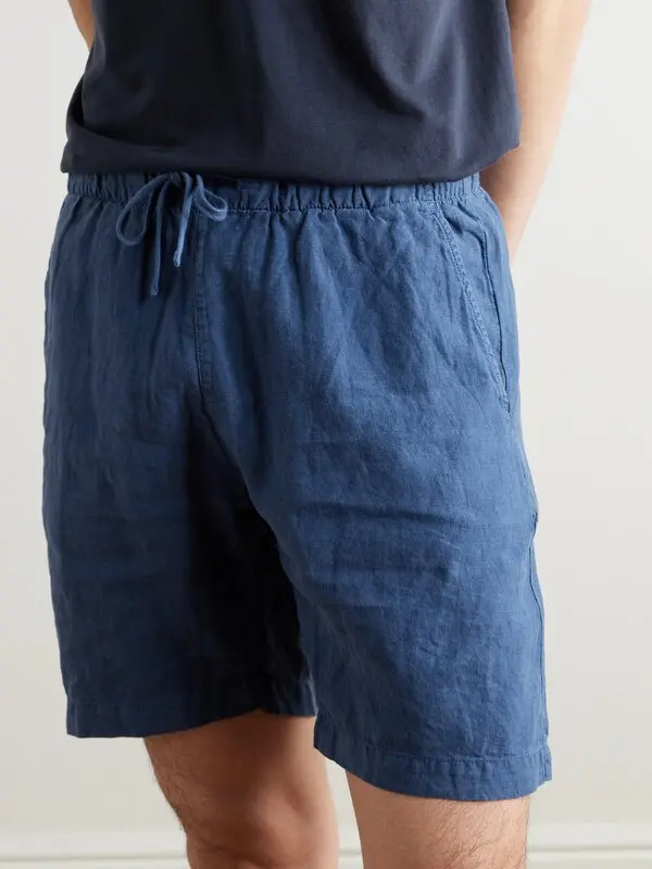 Hartford Joggy Straight-leg Linen Bermuda Shorts - Blue