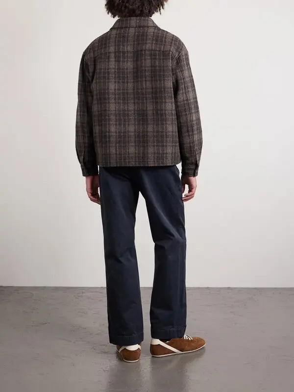 FRAME Padded Checked Virgin Wool-tweed Blouson Jacket