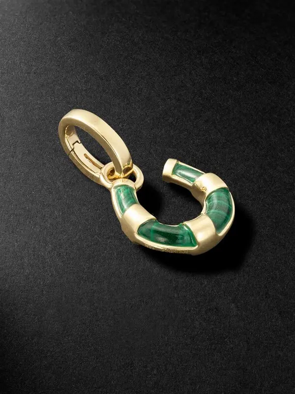 FOUNDRAE Protection Horseshoe Malachite Pendant - Gold