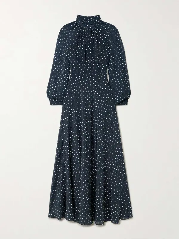 Rixo Paige Belted Polka-dot Silk-chiffon Midi Dress