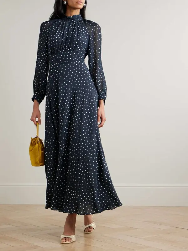 Rixo Paige Belted Polka-dot Silk-chiffon Midi Dress