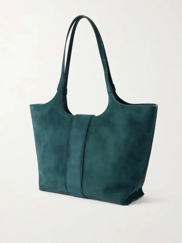 ROGER VIVIER Belle Vivier Medium Buckled Suede Tote - Forest Green
