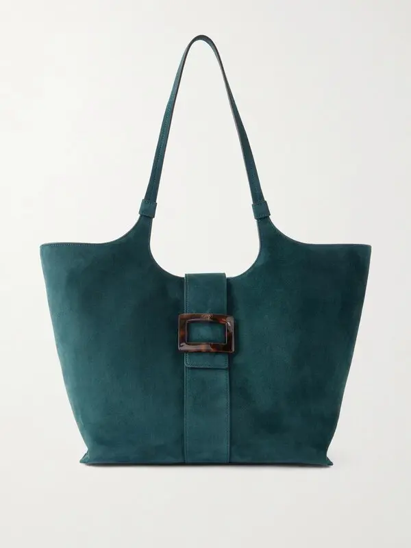 ROGER VIVIER Belle Vivier Medium Buckled Suede Tote