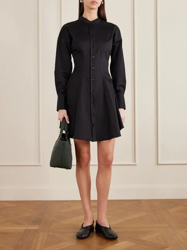 Proenza Schouler Button Mini Shirt Dress - Black | Editorialist