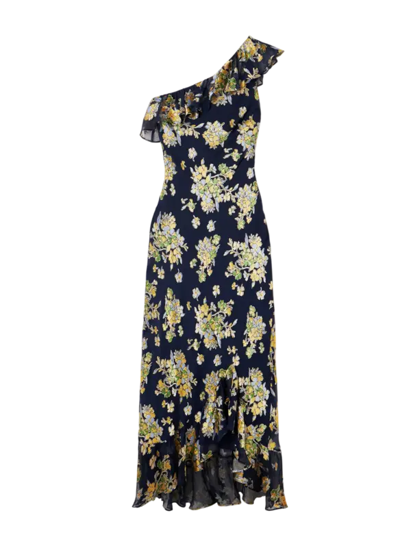 Rixo Leon One-shoulder Maxi Dress - Blue