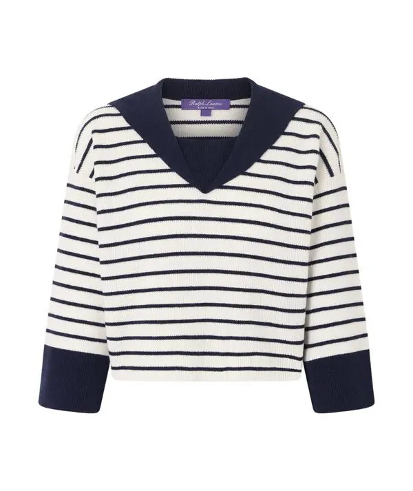 Ralph Lauren Striped Cashmere Sweater - Blue