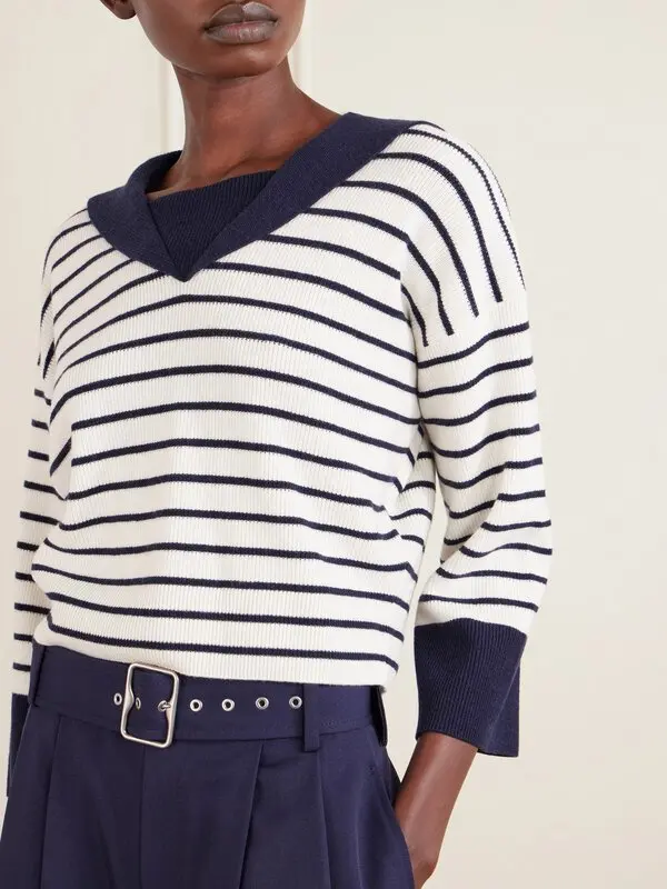 Ralph Lauren Striped Cashmere Sweater - Blue