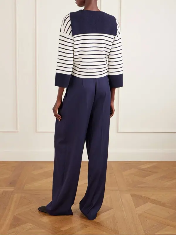 Ralph Lauren Striped Cashmere Sweater - Navy