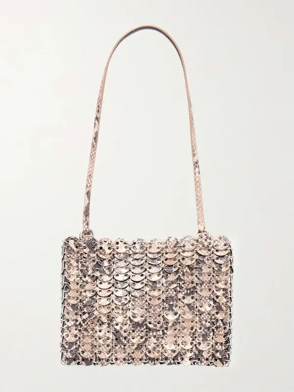 Rabanne Snake-effect Leather Chainmail Shoulder Bag - Snake Print