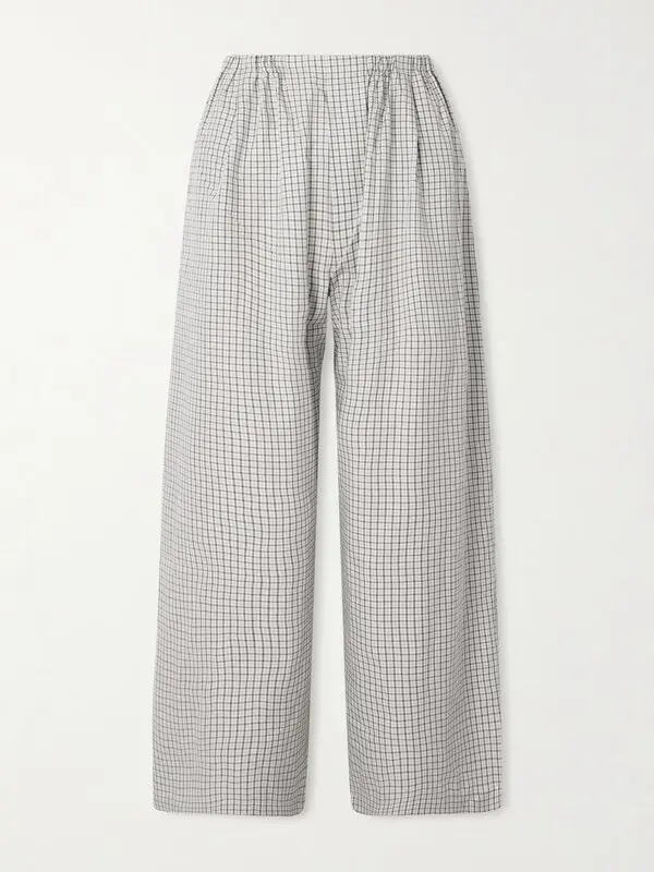 Proenza Schouler White Label Checked Cotton-poplin Wide-leg Trousers - Gray