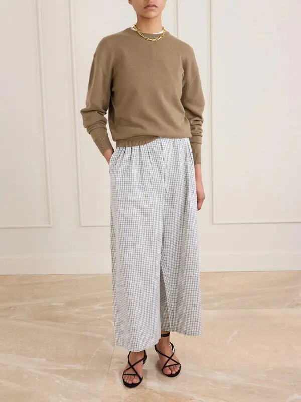 Proenza Schouler White Label Checked Cotton-poplin Wide-leg Trousers - Gray