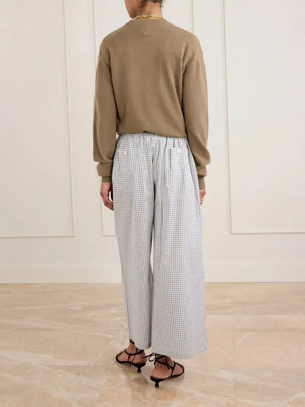 Proenza Schouler White Label Checked Cotton-poplin Wide-leg Trousers - Gray