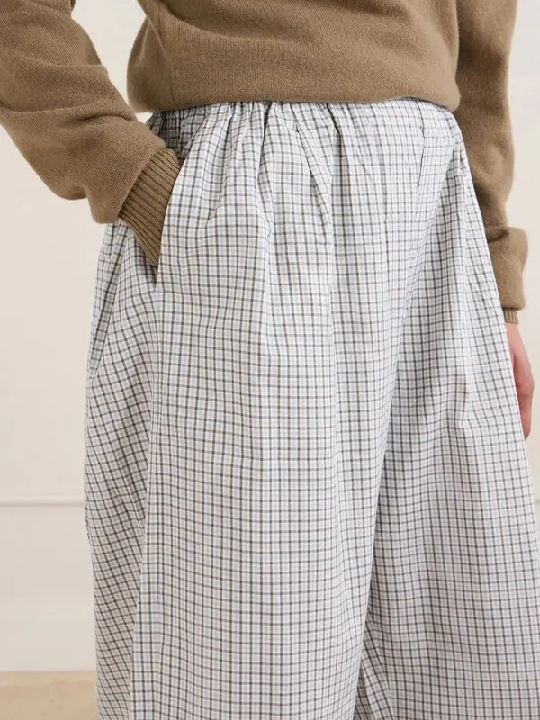 Proenza Schouler White Label Checked Cotton-poplin Wide-leg Trousers - Gray