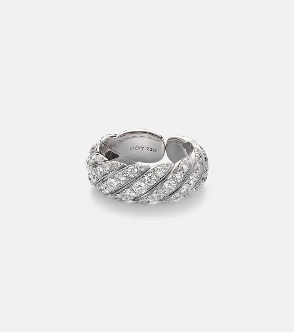 David Yurman Sculpted Cable Ring With Diamonds - Silver