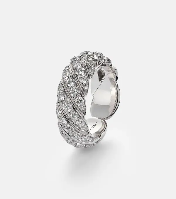 David Yurman Sculpted Cable 18kt White Gold Ring With Diamonds