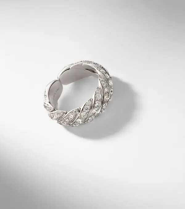David Yurman Sculpted Cable 18kt White Gold Ring With Diamonds