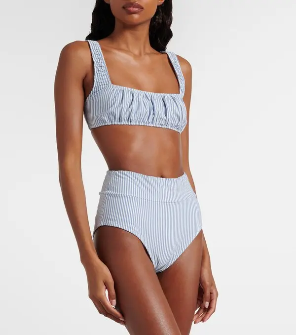 MONTCE Striped High-rise Bikini Bottom - Blue