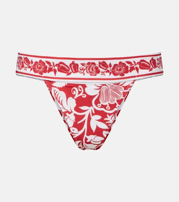 Farm Rio Printed Bikini Bottoms - Red