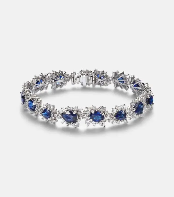 SUZANNE KALAN 18kt White Tennis Bracelet With Sapphires And Diamonds - Gold