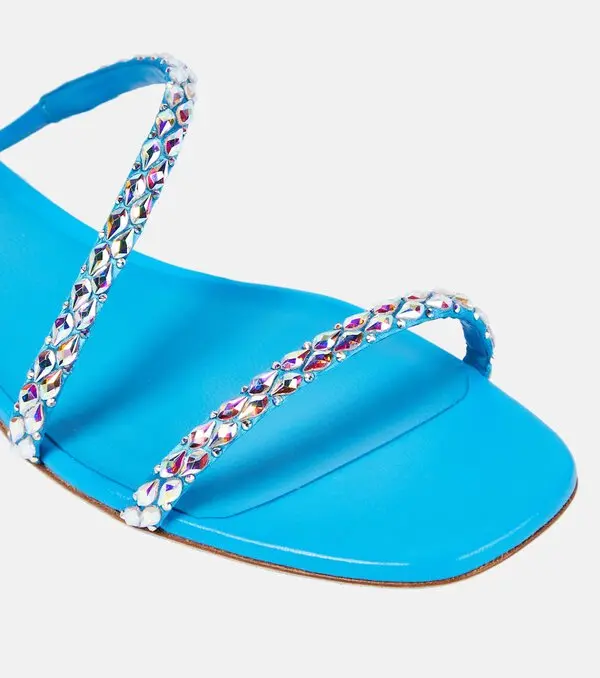 Rene Caovilla Crystal-embellished Satin Sandals - Blue