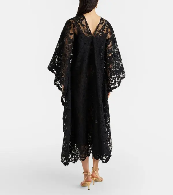 Oscar De La Renta Guipure Lace Kaftan - Black