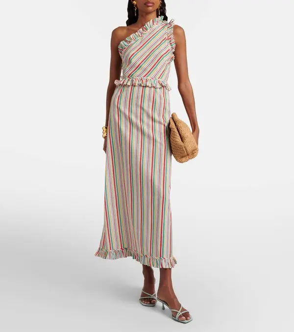 Rixo Arabelle Striped Cotton Midi Dress - Multicoloured