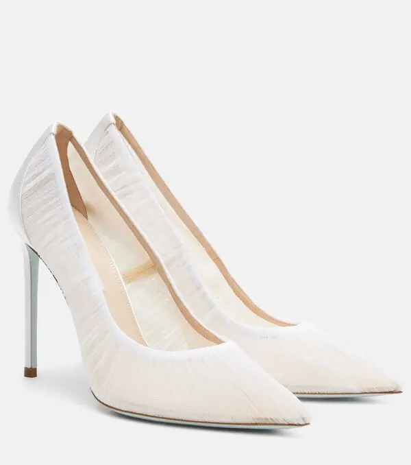 AQUAZZURA Voile 105 Satin-trimmed Tulle Pumps - White