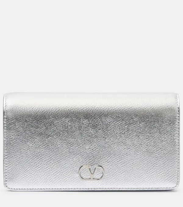 Valentino Garavani Vlogo Mini Metallic Leather Clutch