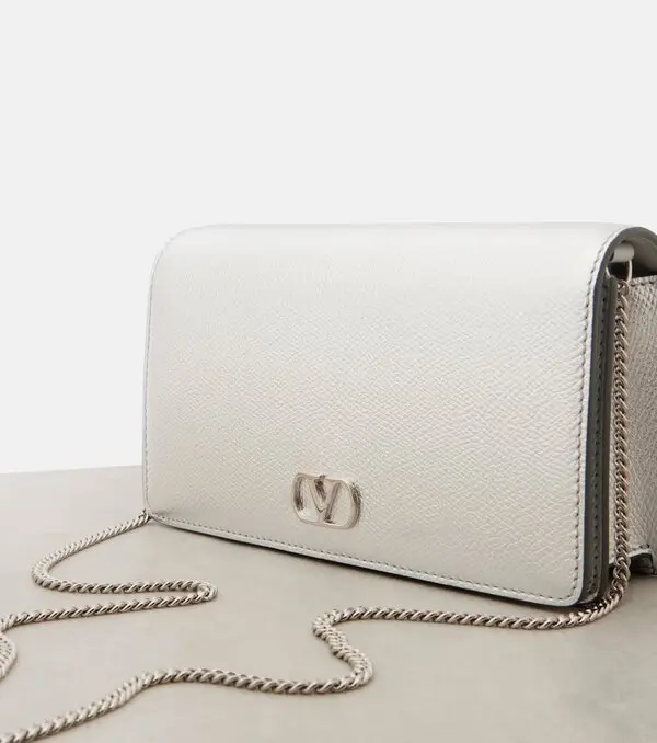 Valentino Garavani Vlogo Mini Metallic Leather Clutch