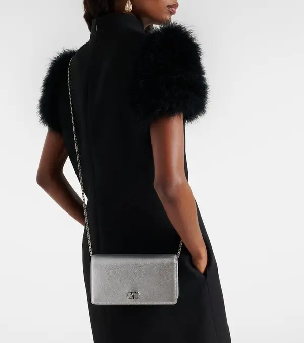 Valentino Garavani Vlogo Mini Metallic Leather Clutch