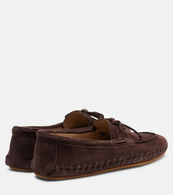 Le Monde Beryl Embroidered Suede Loafers - Brown