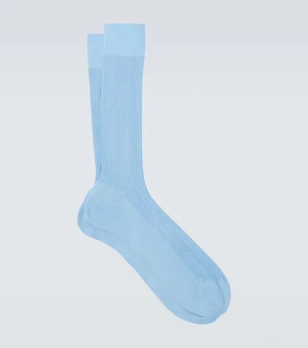 TOM FORD Ribbed-knit Cotton Socks - Blue