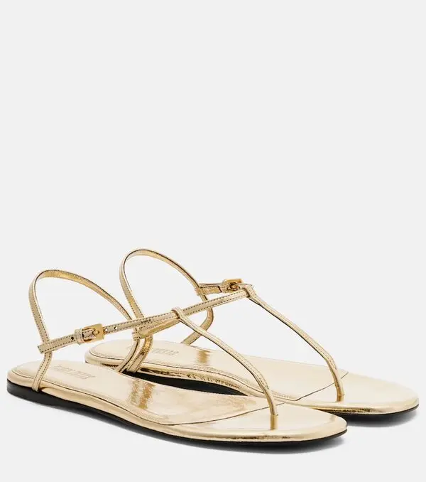 Paris Texas Montecarlo Metallic Leather Thong Sandals - Gold